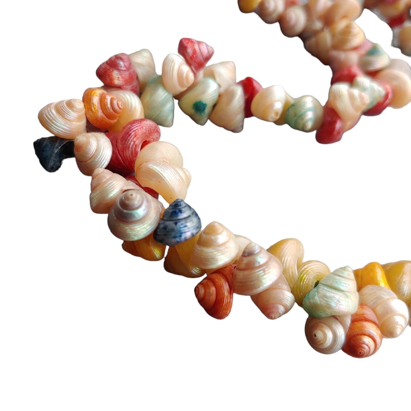 Long Vtg Pearlescent Trochus Shell 47 in Necklace Seashell Rainbow Dyed ...