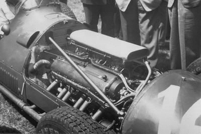 Ferrari 375 F1 V-12 cyl engine- Formula One racing car of Hawthorn ...