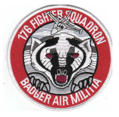 5" AIR FORCE 176TH FIGHTER SQUADRON BADGER AIR MILITIA EMBROIDERED ...