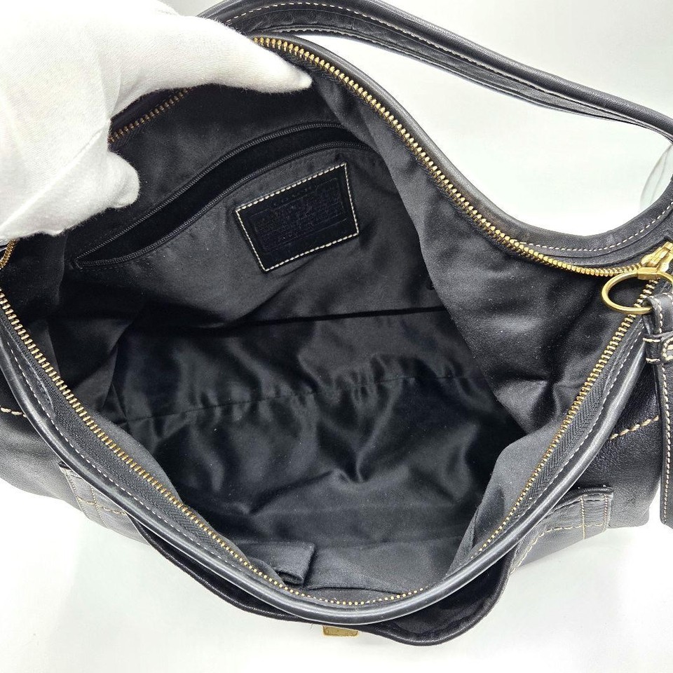 COACH Turn Lock Shoulder Bag Black Leather 10741 Vintage From JAPAN | eBay