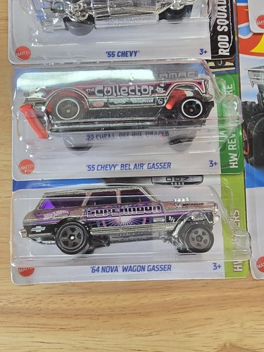 Hot Wheels Lot Of 6 Zamac 55 Gasser Nova Gasser 55 Chevy Cobra Merc ...