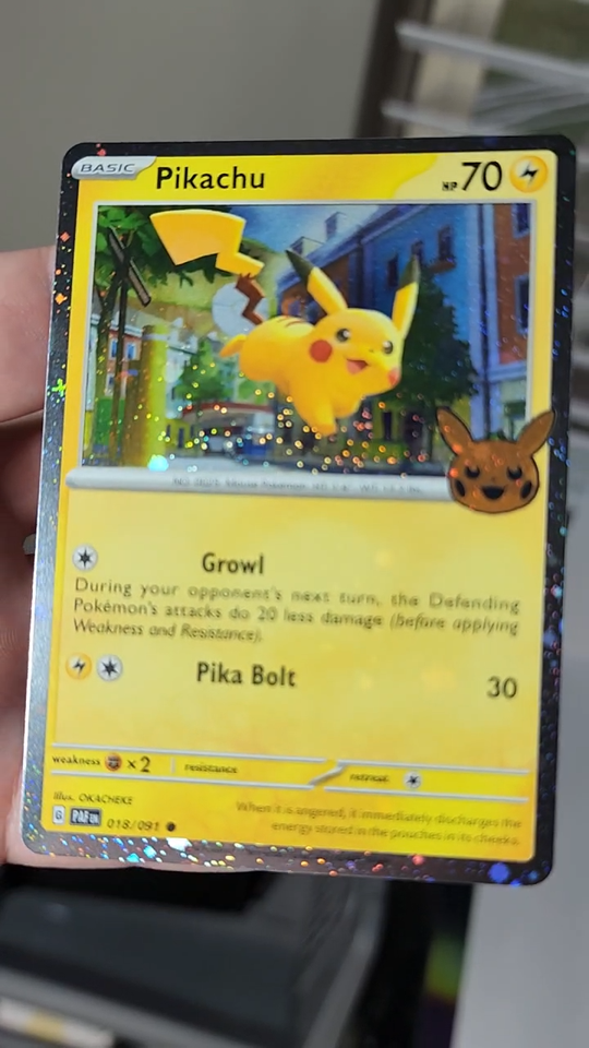 *x2 SWIRL* Pikachu 018/091 Cosmos Holo - Trick or Trade - HOLO BLEED ...
