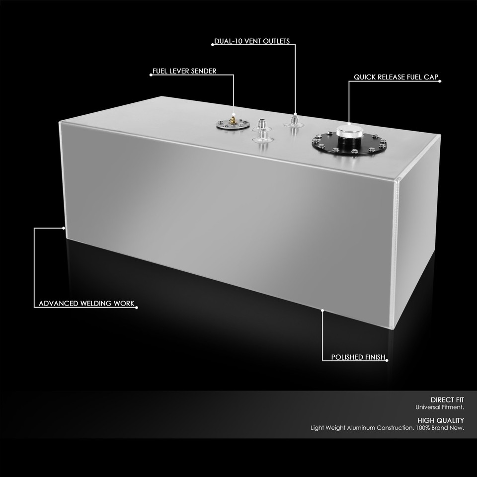 14 Gallon 29" x 12" x 12" w/o Anti-slosh Foam Screw On Aluminum Fuel ...