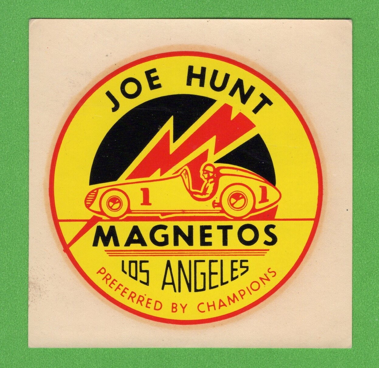 VINTAGE ORIGINAL 1958 "JOE HUNT MAGNETOS" HOT ROD MIDGET 1 WATER DECAL ...