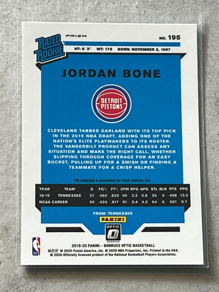 2019-20 Optic Jordan Bone Rated Rookie RC Red Mojo Prizm Auto #195 ...