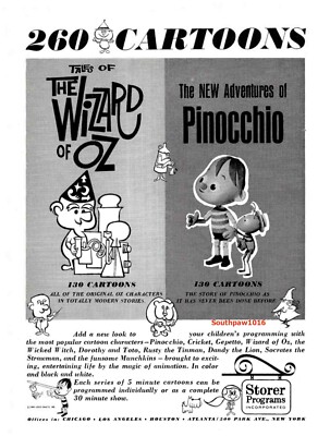 1960 The Wizard Of Oz/Adventures Of Pinocchio Cartoon TV Show Promo ...