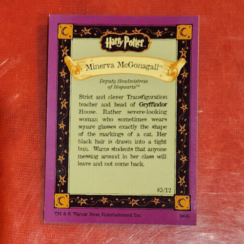 Harry Potter Chocolate Frog Trading Cards Minerva McGonagall #3 / 12 ...
