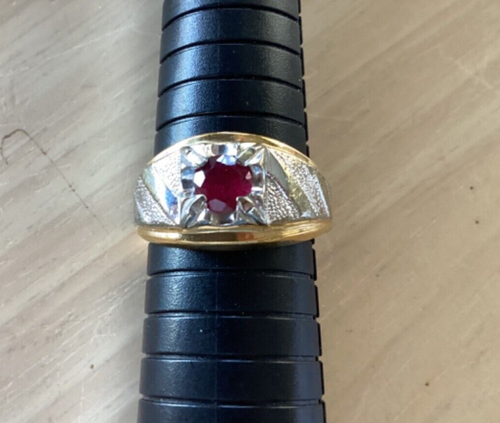 VARGAS LIND TWO TONE 14KT HGE & SILVERTONE PINK STONE RING SIZE 12 ...