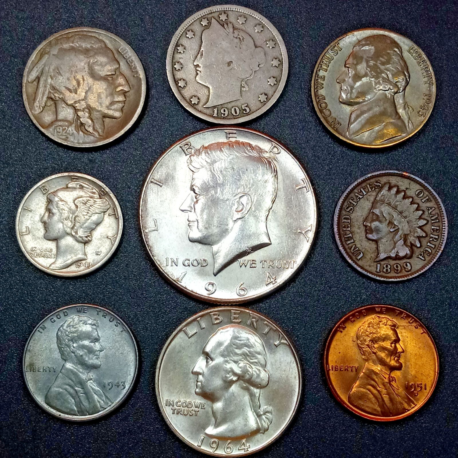 Old Obsolete US Coin Collection With Silver & Uncirculated 9 Coin Set ...