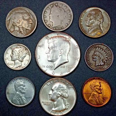 Old Obsolete US Coin Collection With Silver & Uncirculated 9 Coin Set ...