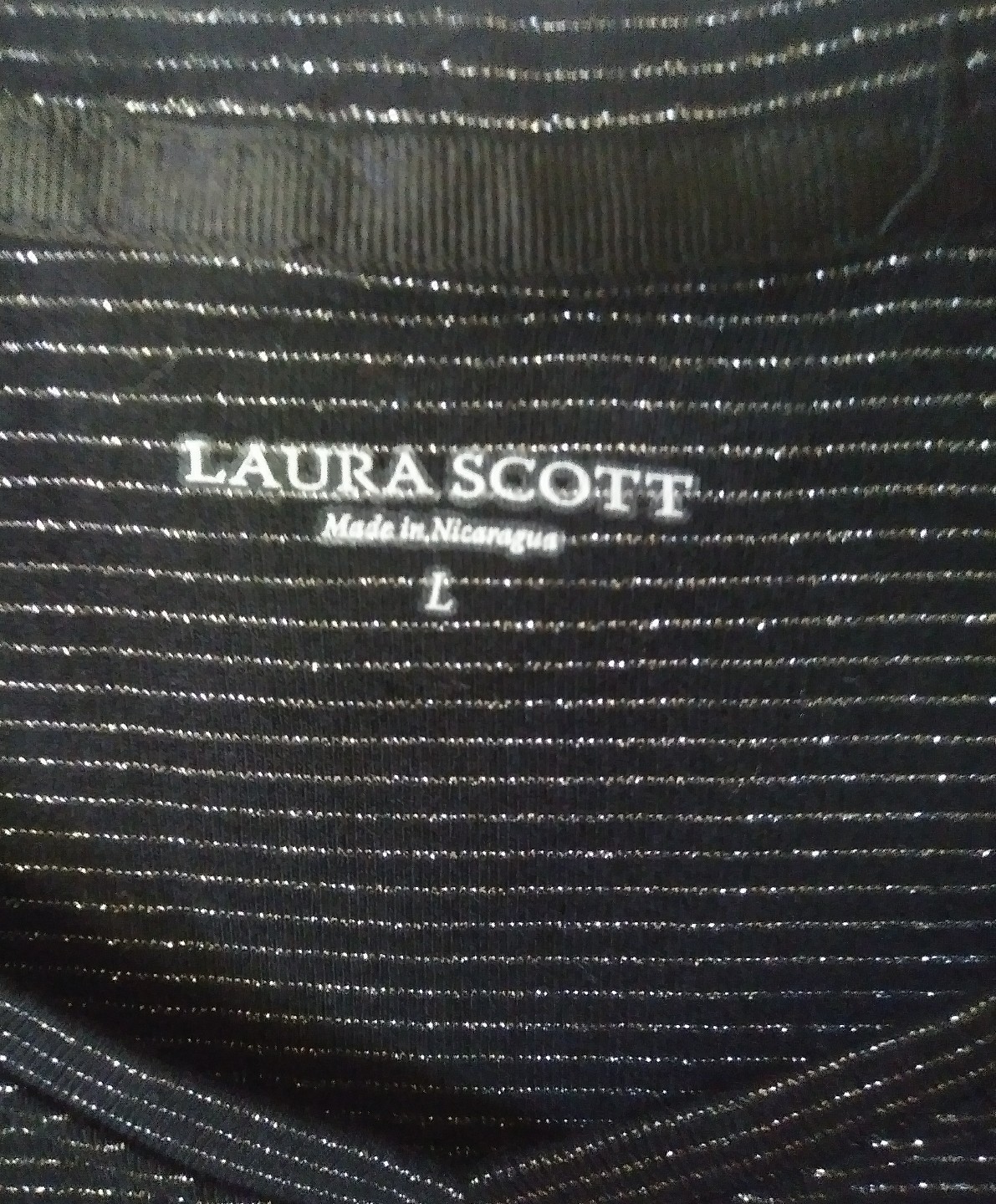 LAURA SCOTT MISSY CORE TEES V-NECK TEE BLACK METALLIC STRETCH SIZE ...