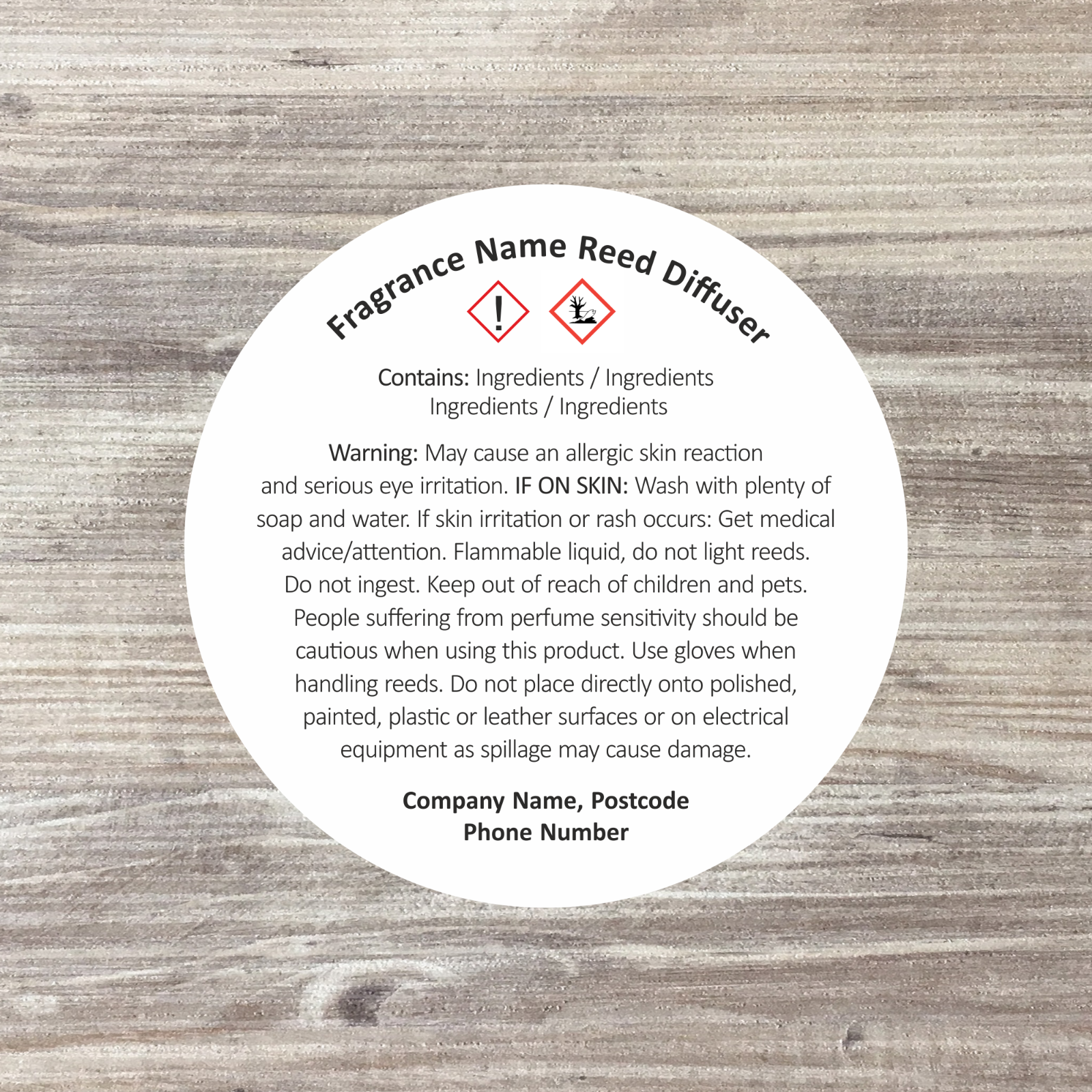 35 x Custom REED DIFFUSER CLP Labels, Warning Labels, Wax Melt Safety ...