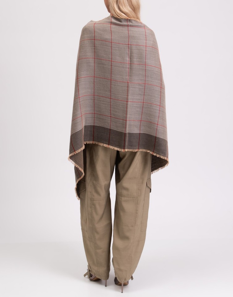 RRP€180 ARTE Rectangle Scarf Cashmere & Silk Blend Plaid Pattern Made ...