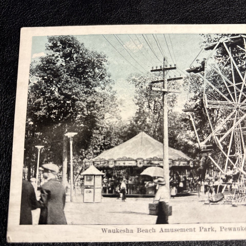Waukesha Beach Amusement Park Pewaukee Lake WI Early 1900’s Postcard ...