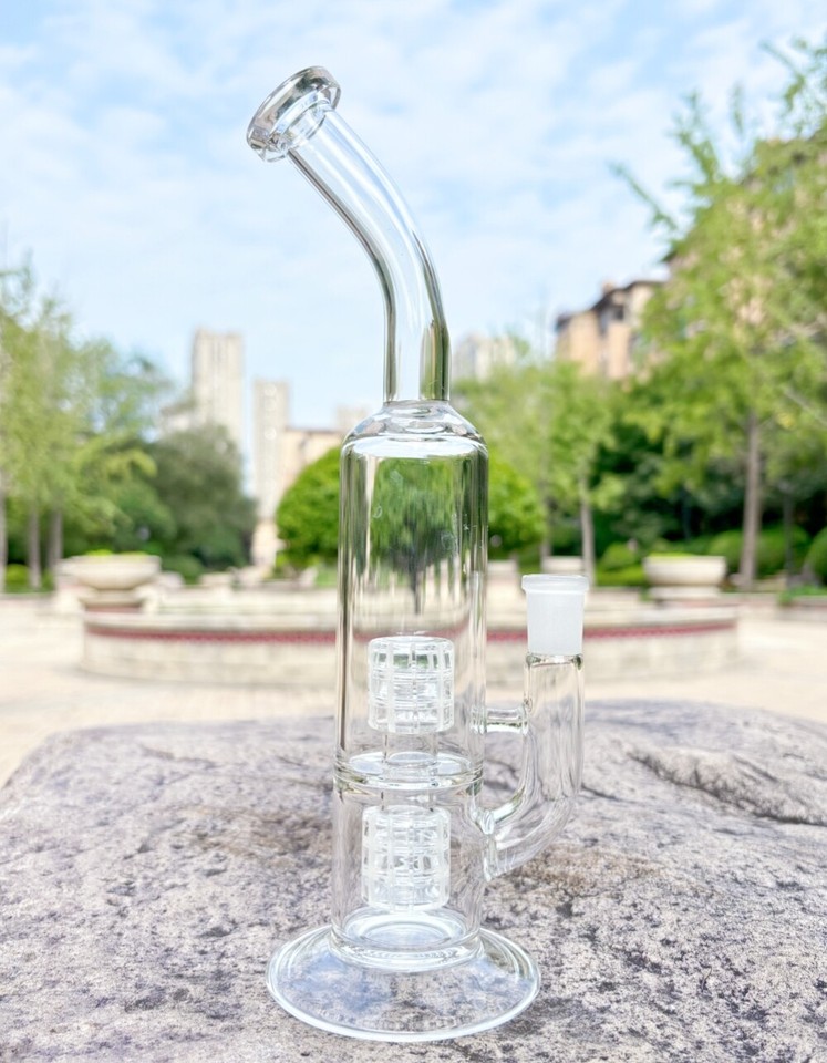 10" Double Matrix Perc Glass Bong Recycler Smoking Water Pipe Hookah ...