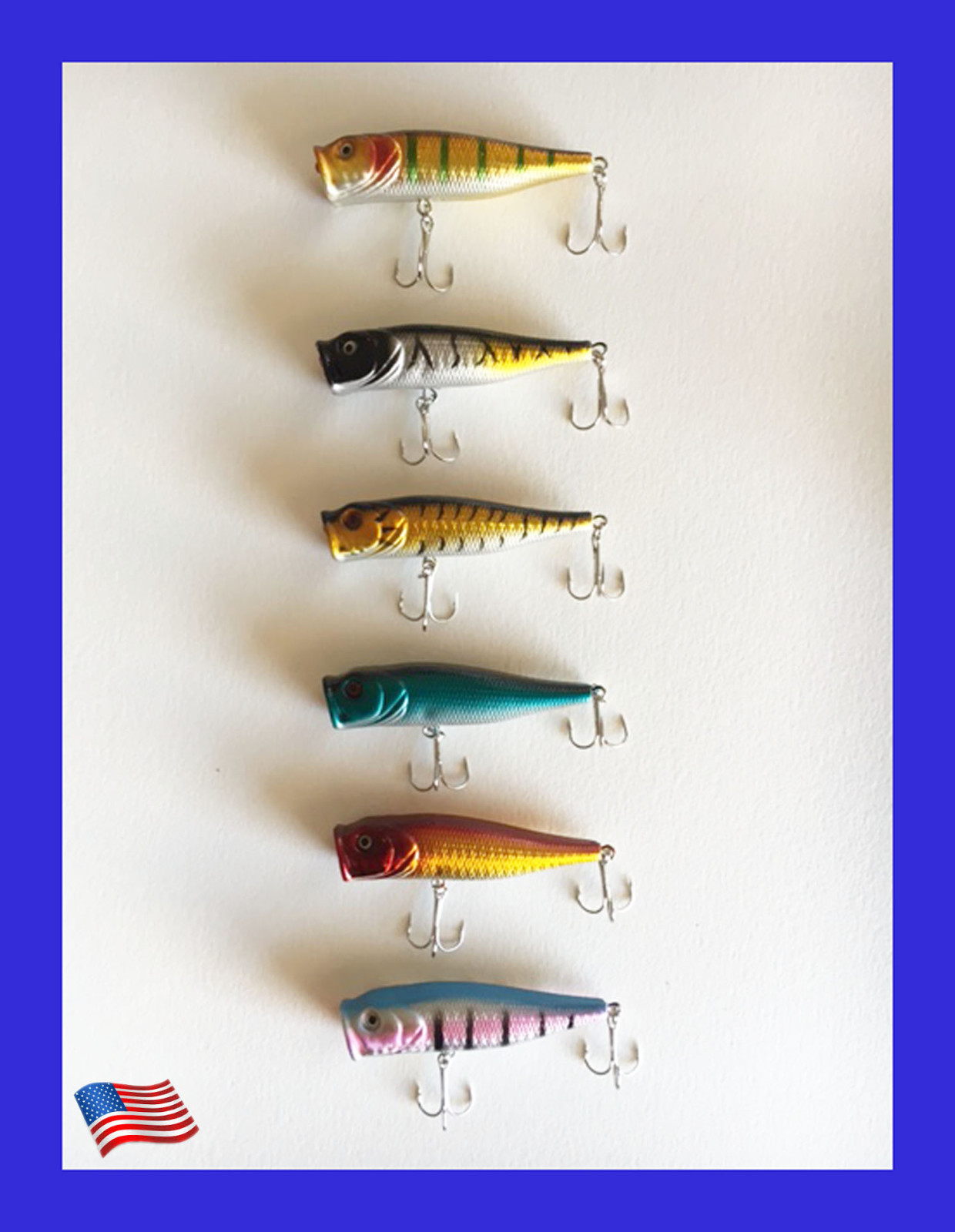 Lot of 6 New Freshwater Fishing Top Water Poppers Bass Crankbaits, Pike ...