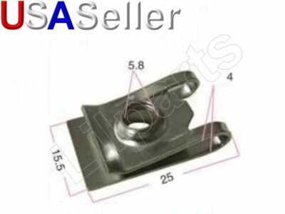 Zinc Plated U J Fold Over Clip On Extruded Nut M6 X 1.0 Dash Metal Body ...