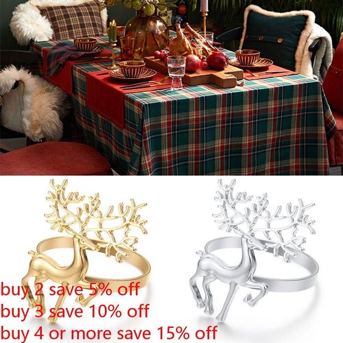 Bar Laser Cut Wood Deer Elk Napkin Ring Happy New Year Christmas Napkin ...