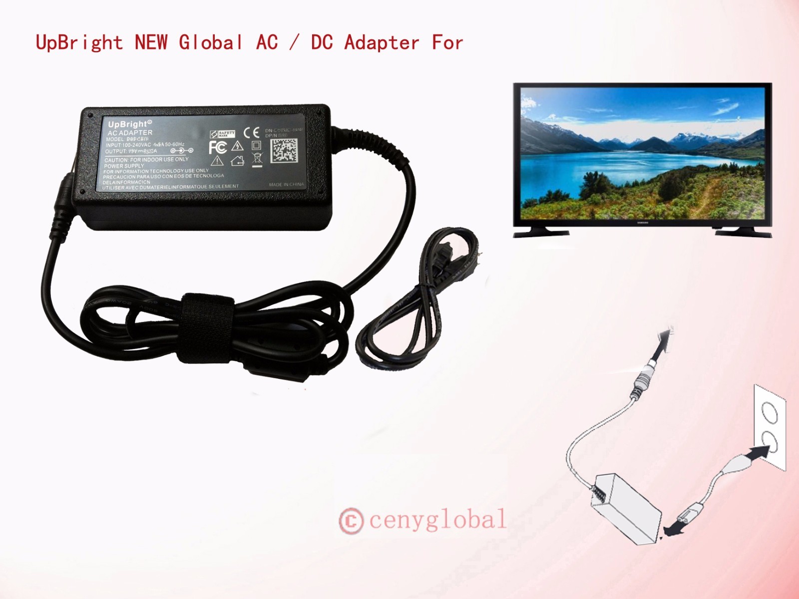 19V AC/DC Adapter For Samsung UN32J400DAF UN32J4000AF UN32J5205 HD TV ...