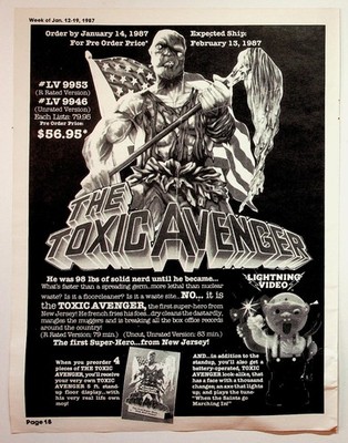 The Toxic Avenger Lightning Video 1987 Vintage Magazine Ad Full Page ...