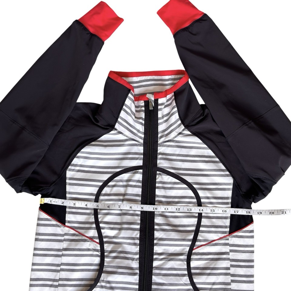 Lululemon Run: Track Attack Jacket Spry Black/White Sz 6 Full Zip. Zip Pockets | eBay