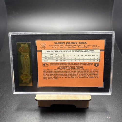 1990 Donruss #489 Sammy Sosa White Sox RC Rookie SGC 9 NM/MT+ | eBay