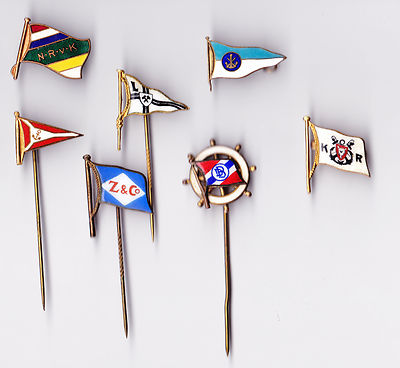 Vintage Nautical Ship Boat Flag pin badges brooch Shipping Company ...