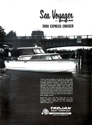 1964 BOATING SEA VOYAGER Original Vintage Print Ad Yacht Sailing Trojan ...