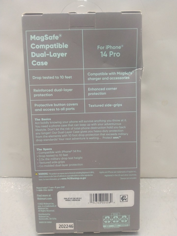 onn. Protect MagSafe Compatible Dual-Layer Phone Case for iPhone 14 Pro ...