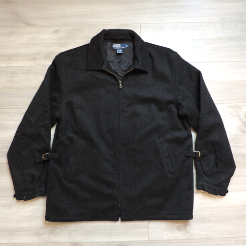 Polo by Ralph Lauren Belted Tweed Wool Full Zip Pea Coat Gray Mens ...