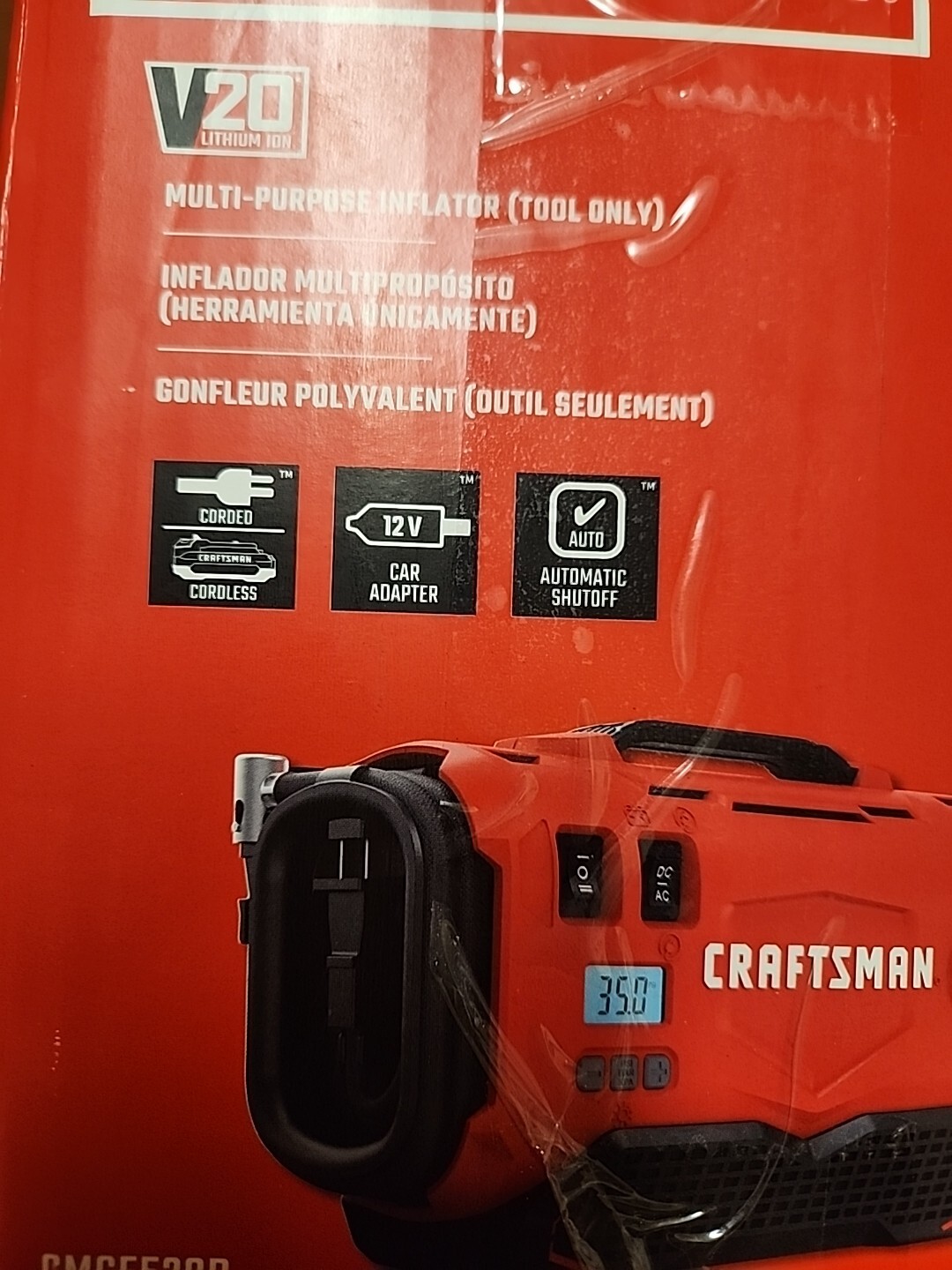 CRAFTSMAN CMCE520B V20 20V 20-Volt Lithium-Ion Cordless Inflator TOOL ...