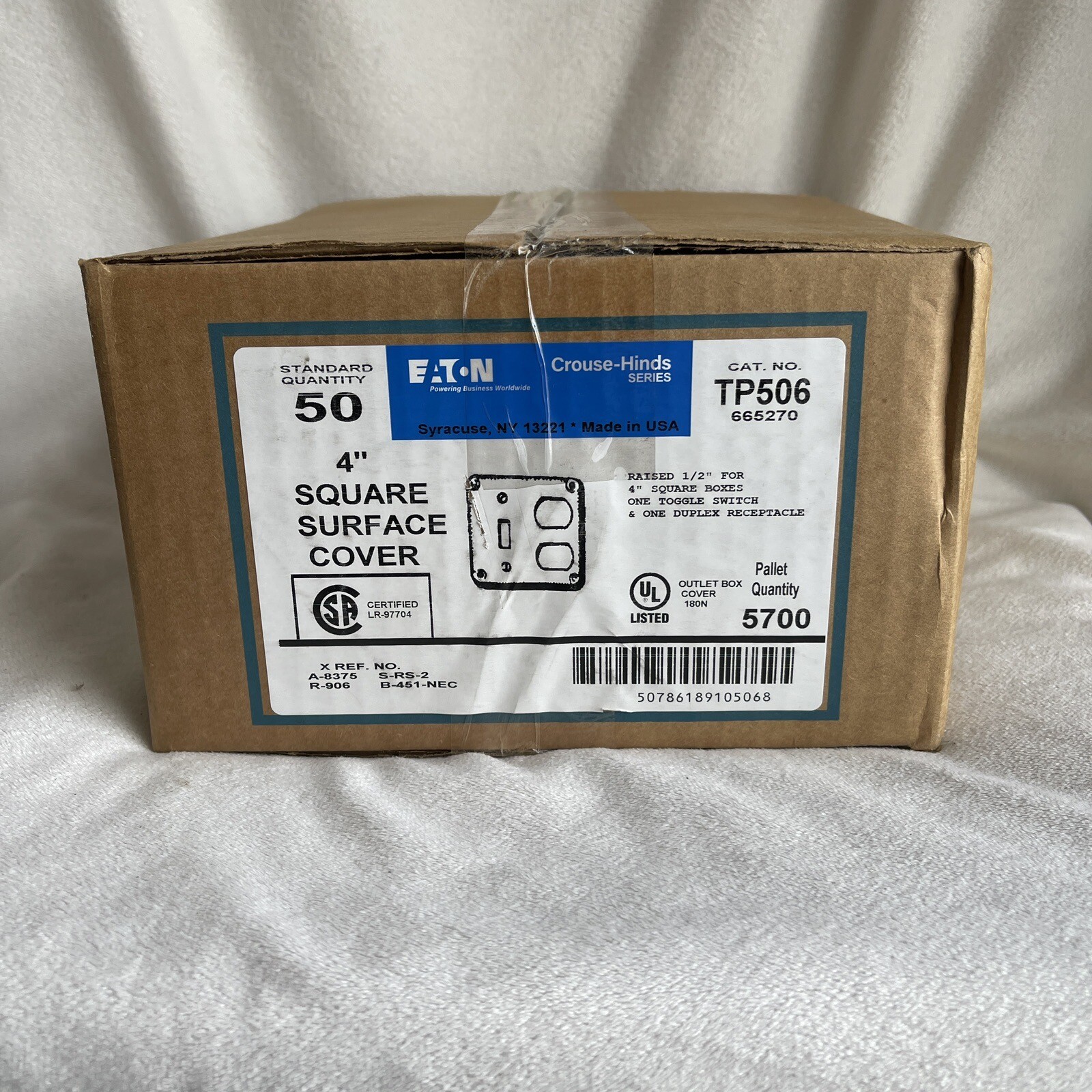 Eaton Crouse-Hinds TP506 4" Square Surface Cover 1-Toggle & 1-Duplex ...