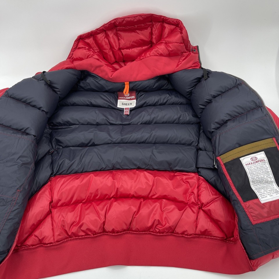 Parajumpers Sheen Down Puffer Jacket Womens 2XL Red Hooded | eBay