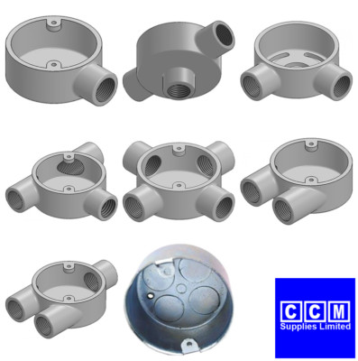 20mm Galvanised Conduit Metal Boxes, Back Outlet, Extension, Tangent ...