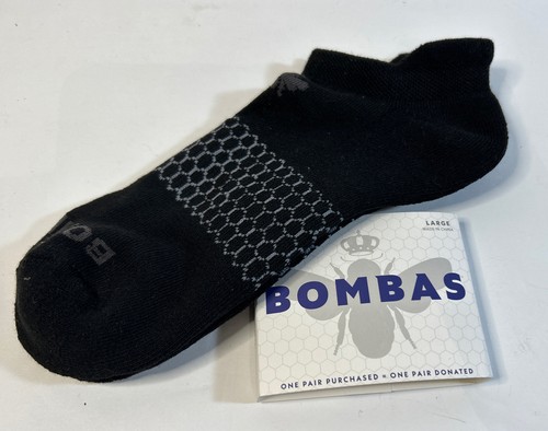 NEW BOMBAS Black Grey Logo Ankle Socks Large Cotton Blend Arch Support ...