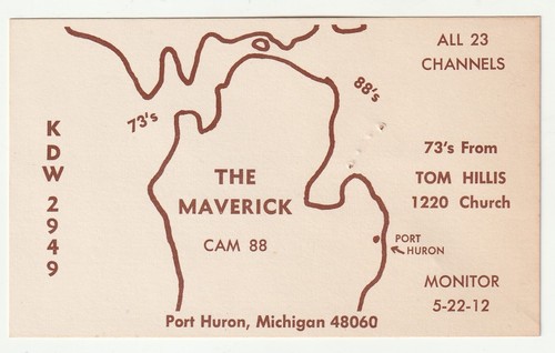 SHORTWAVE HAM CB RADIO POSTCARD - THE MAVERICK - PORT HURON MICHIGAN ...