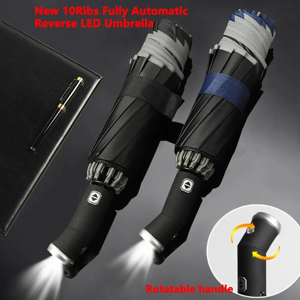 Umbrella With Flashlight In Handle