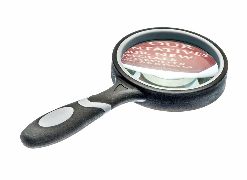 Magnifying Glass Magnifier 2X-4X Power Handheld Rubber Handle, 2" -4 ...