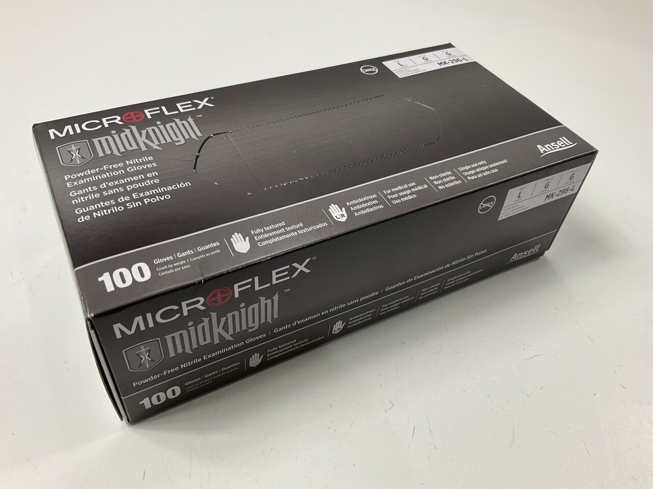 Microflex MK-296-L MidKnight Nitrile Examination Gloves - Black for ...