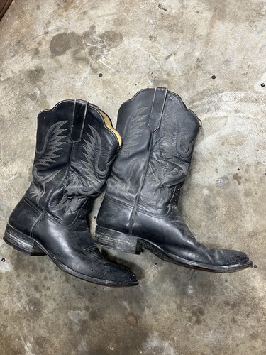 Vintage Rios of Mercedes Black Leather Western Cowboy Boots Size 8.5 | eBay