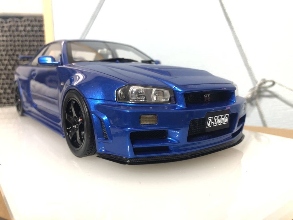 to 10 pieces Post hobby/Hobby Japan 1/18 GT-R R34 BNR34 Z-tune Bayside blue | eBay