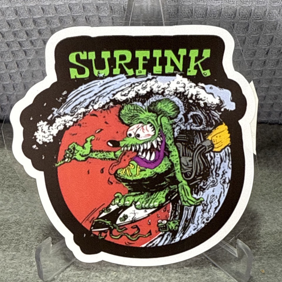 🔥 RAT FINK Sticker Surf Fink Mouse Ed Roth Surfing Wave Vinyl Decal Car ...