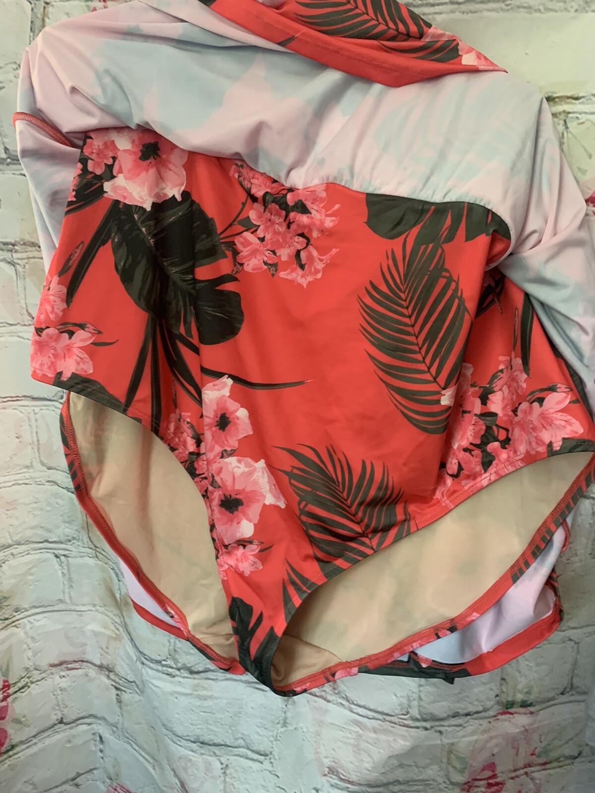 Cacique Plus Size 36 Swim Skirt With Attached Panty Red Tropical | eBay