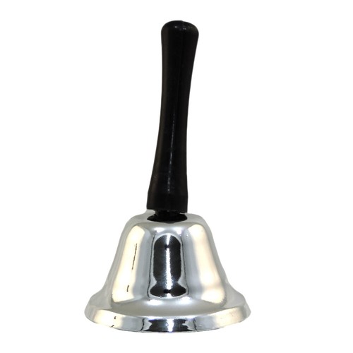 Metal School Bell Handheld Chrome Working Ringing Christmas Bell Silver ...