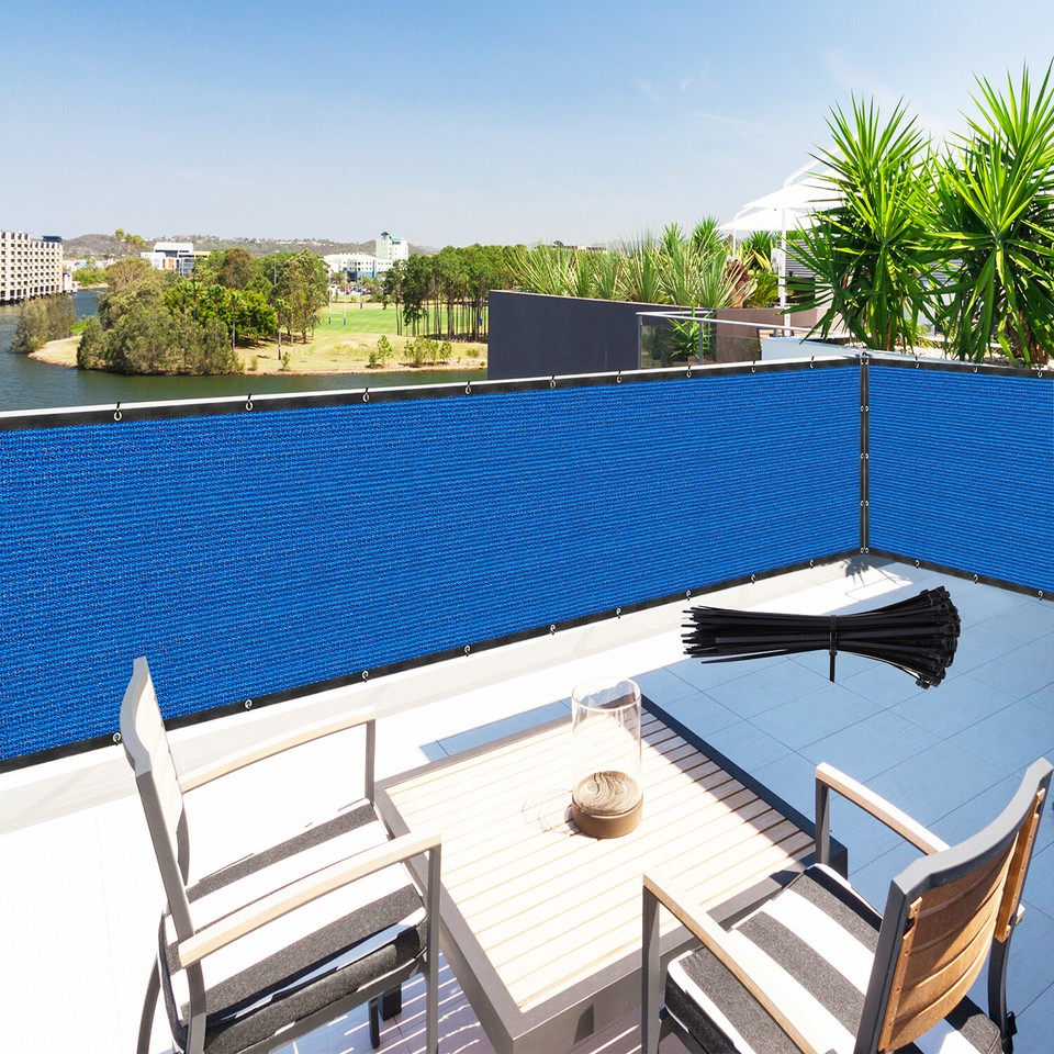 Houssity 8 FT Blue Privacy Screen for Chain Link Fence Carport Garden ...