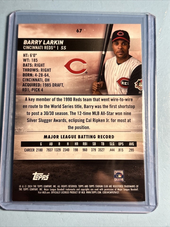 BARRY LARKIN 2024 Topps Stadium Club Red Foil #67 Cincinnati Reds | eBay