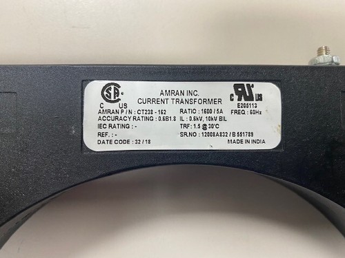 Amran CT238-162 Current Transformer 1600:5 Ratio 600V, BIL 10kV Window ...