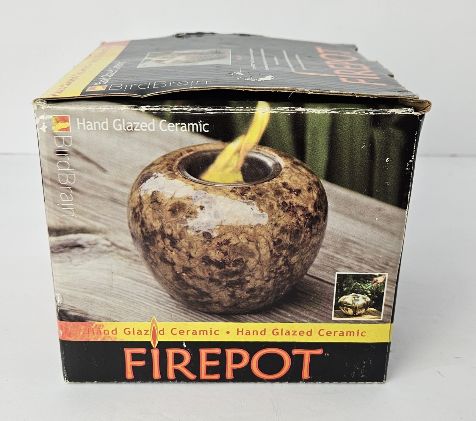 Hand Glazed Ceramic Loki Firepot by Bird Brain Tumbled Marble Brown New ...