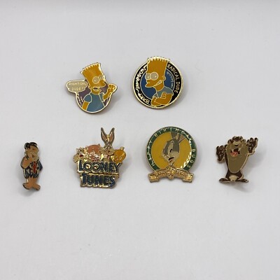 Vtg 1990s Simpsons Pins, 1980s Looney Tunes Pins and 1970s Flintstones ...