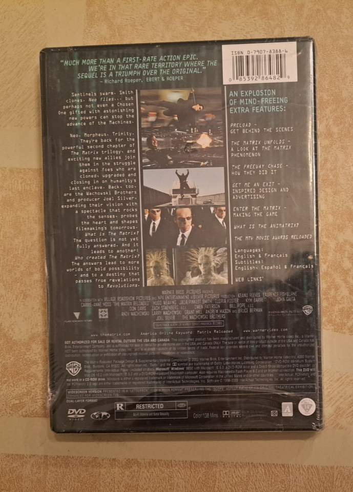 The Matrix Reloaded DVD 2003 Bonus DVD 2-Disc Set Widescreen Brand New ...
